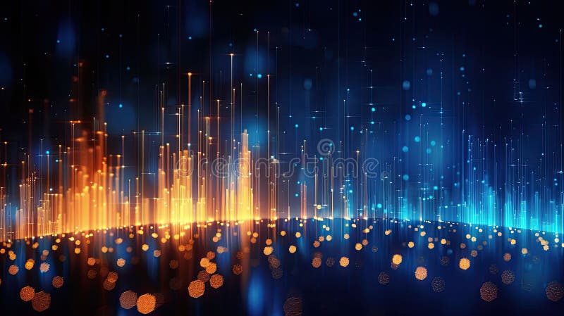 Illuminated Data Visualization Displaying Horizontal Light Columns ...