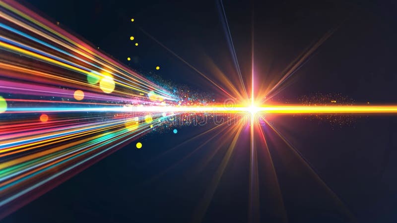 Vibrant Light Rays with Colorful Particles Create Dynamic Visual ...