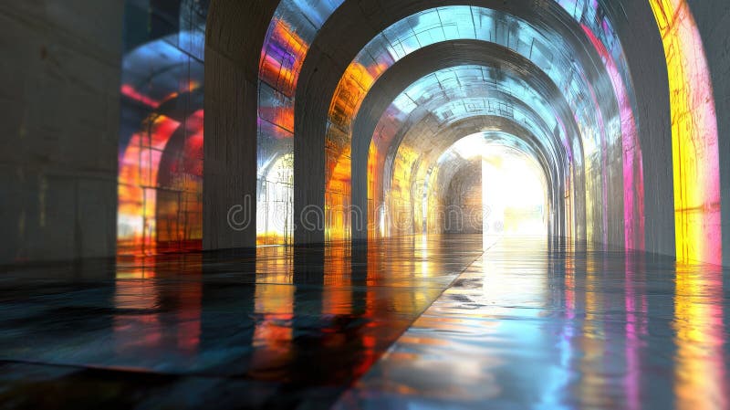 Vibrant Light Reflections in Architectural Arches Abstract Setting ...