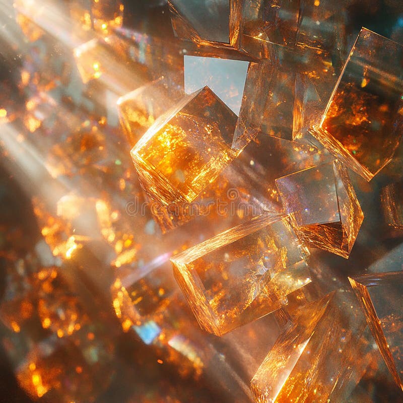 Vibrant Light Reflections on Transparent Crystals. Stock Illustration ...