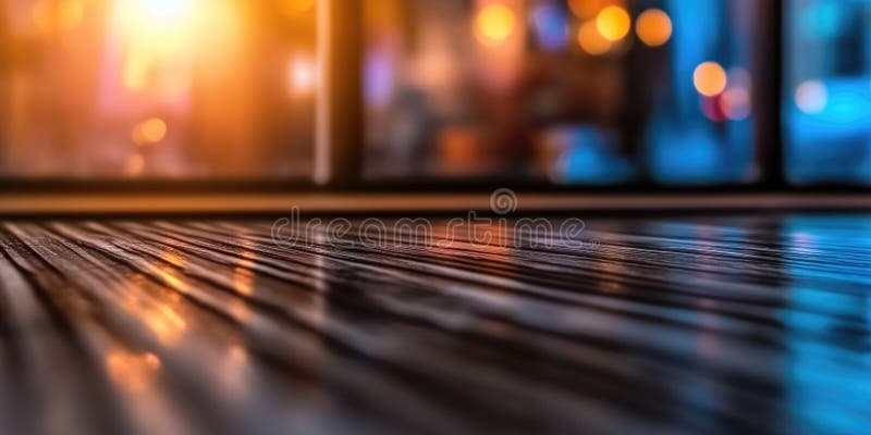 Vibrant Light Reflections on Wooden Floor at Sunset Stock Illustration ...