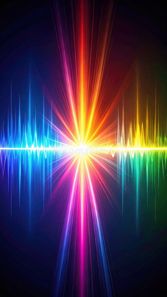 Vibrant Light Spectrum Burst with Central White Glow and Rainbow ...