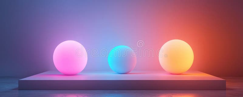 Vibrant Light Spheres Modern Studio Digital Art Contemporary Setting ...