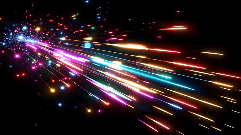Colorful Abstract Light Burst Vibrant Hues Across Dark Background Stock ...