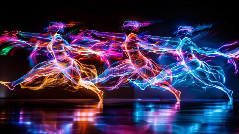 Vibrant Light Trails of a Dancer in Motion, Creating a Stunning and ...
