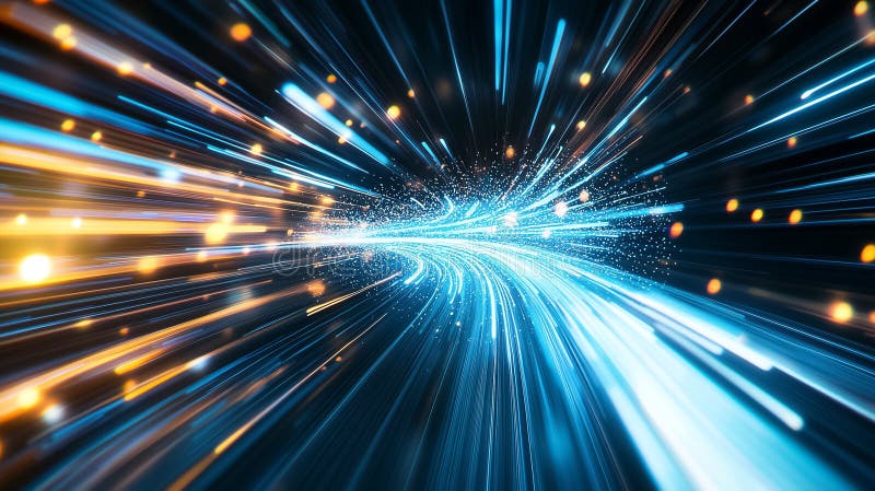 Vibrant Light Trails Depict Rapid Data Transfer, Merging Blue and ...