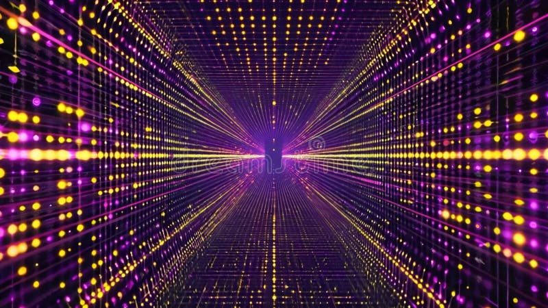 Vibrant Light Tunnel with Purple and Yellow Dots Creating a Mesmerizing ...