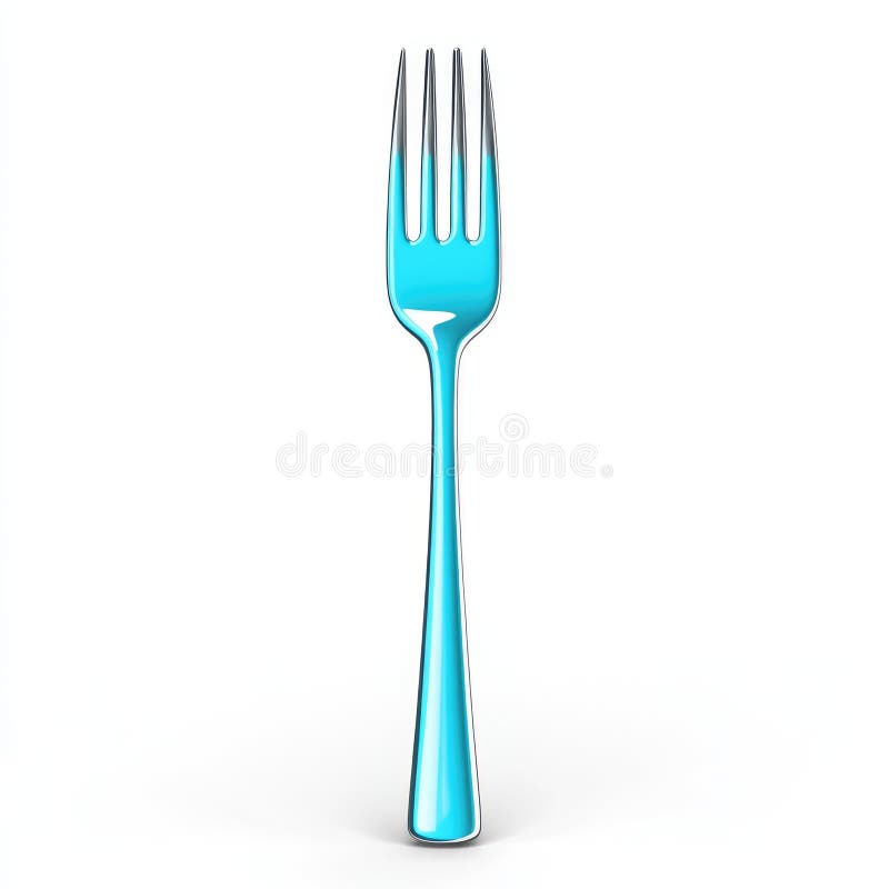 Stylish Light Blue Fork on White Background Stock Illustration ...