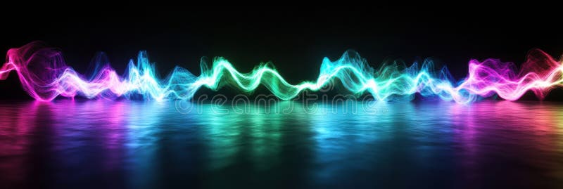 3D Neon Glow Light Waves Pulsating in Vibrant Colors Across a ...