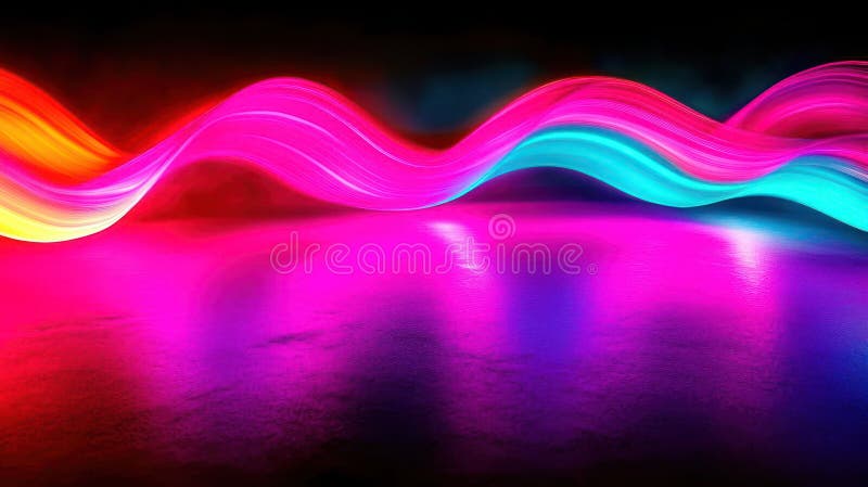 Vibrant Light Waves in Neon Colors Reflect on a Smooth Surface ...