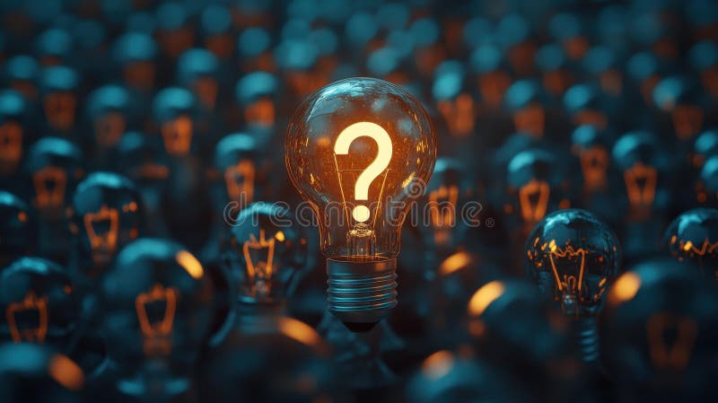 A Vibrant Lightbulb with a Question Mark Filament Illuminates a Diverse ...