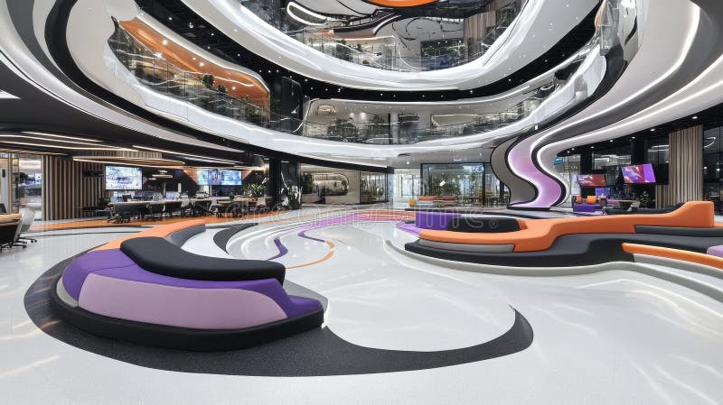 Vibrant Lighting Highlights the Modern Lobby S Colorful Interior Design ...