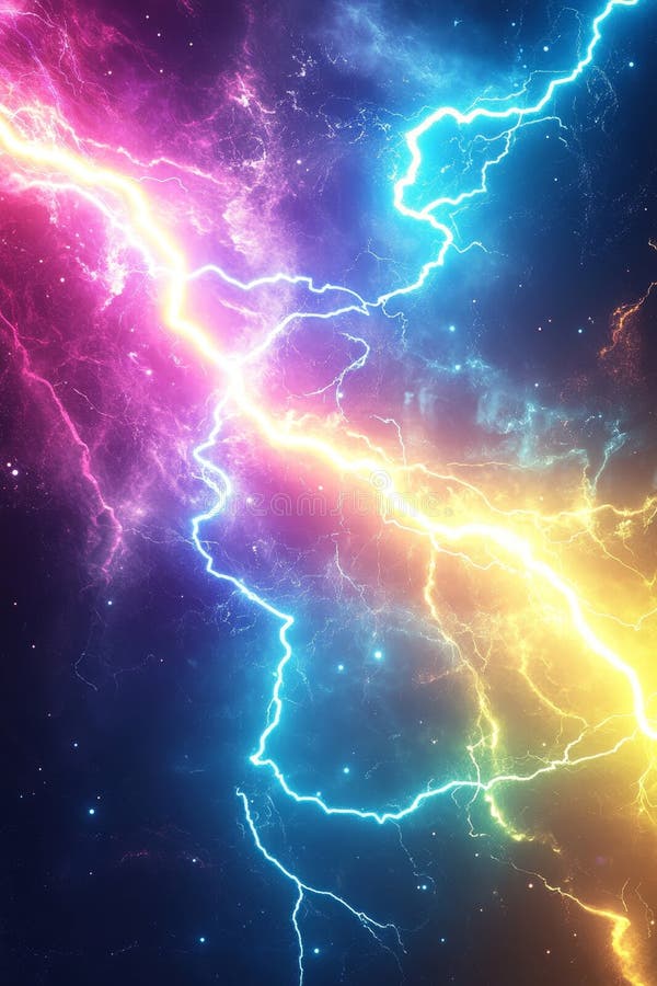 Vibrant Lightning Bolt Patterns in Joyful Colors Symbolizing Energy ...