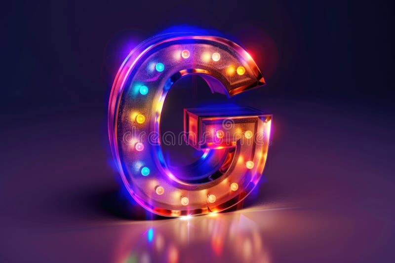 Vibrant Lights Illuminate the Letter G. Perfect for Graphic Design ...