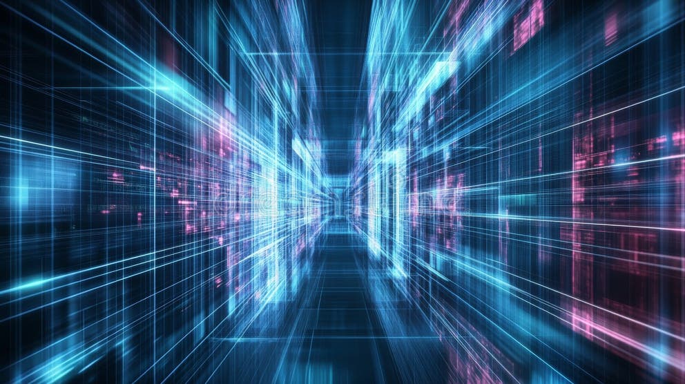 Vibrant Lights Illuminate a Pathway in an Abstract Network Stock Image ...