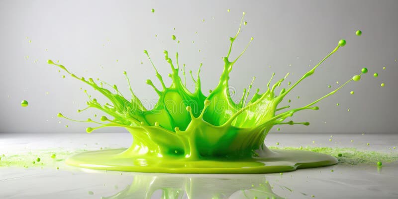 Vibrant Lime Green Liquid Exploding in a Dramatic Splash on a Smooth ...