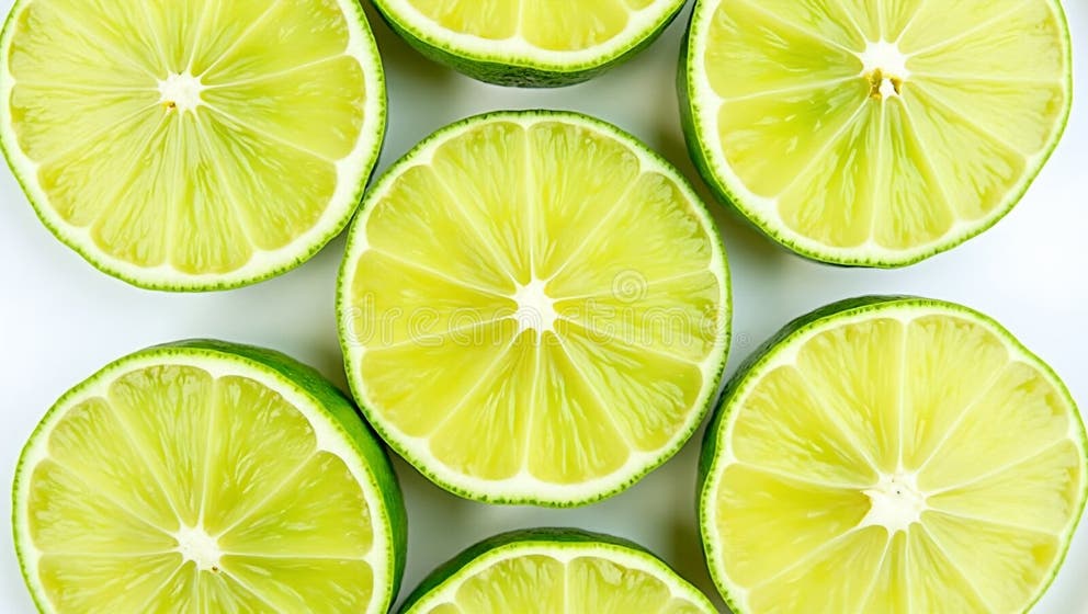 Vibrant Lime Slices in Circular Pattern on White Background Stock ...
