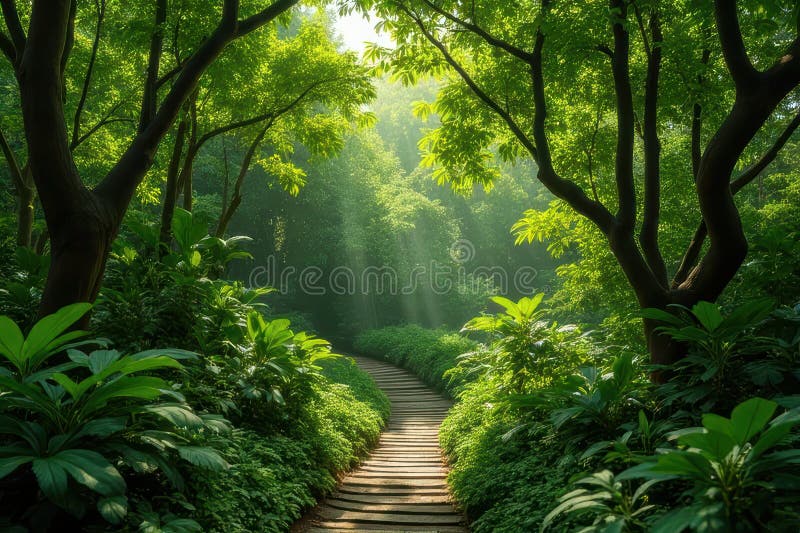 Vibrant Lime Trees in a Tropical Forest Backdrop Stock Illustration ...