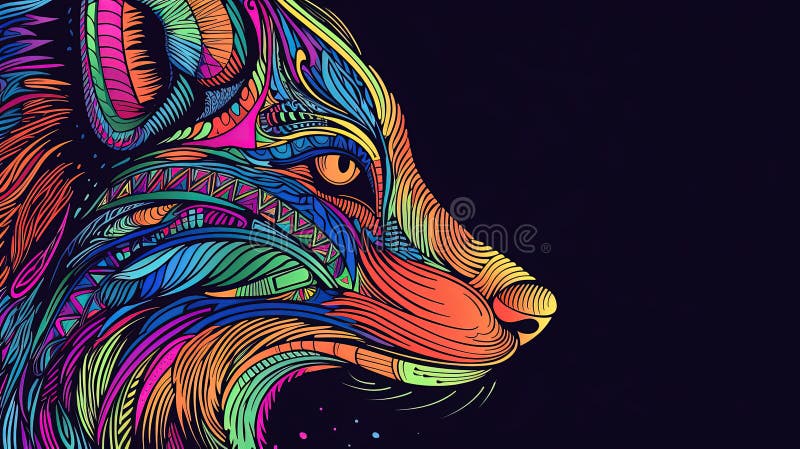 Vibrant Line Art of an Fox stock illustration. Illustration of ...