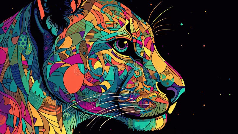 Vibrant Line Art of an Puma Stock Illustration - Illustration of lovers ...