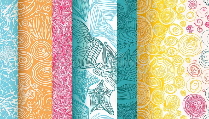 Vibrant Line Doodle Pattern a Seamless Celebration of Color and ...