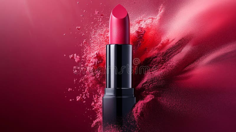Vibrant Lipstick with Dynamic Powder Burst for Modern Makeup ...
