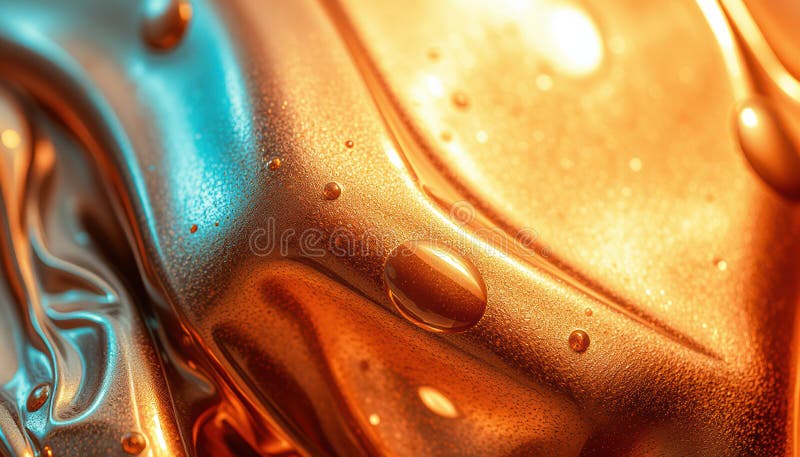 Vibrant Liquid Copper Background with Shimmering Droplets and Smooth ...
