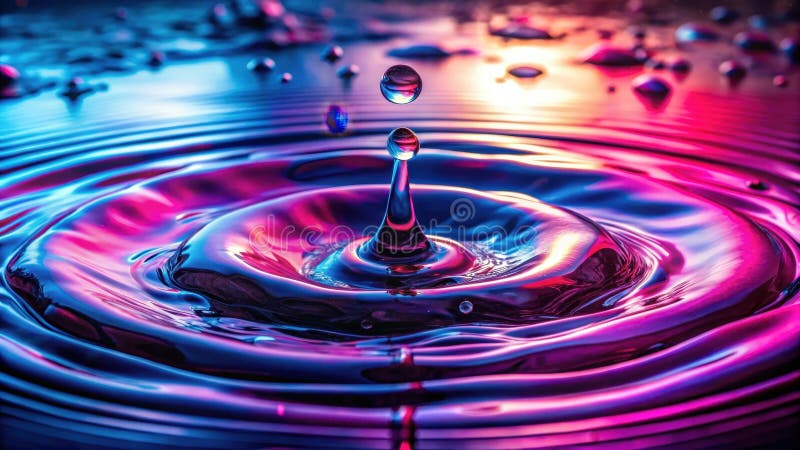 Vibrant Liquid Droplet Impacting a Surface, Creating Mesmerizing ...