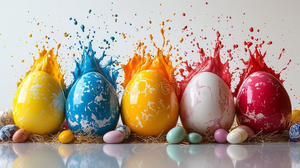 Vibrant Liquid Egg Explosion: Easter Celebration Design. Stock ...
