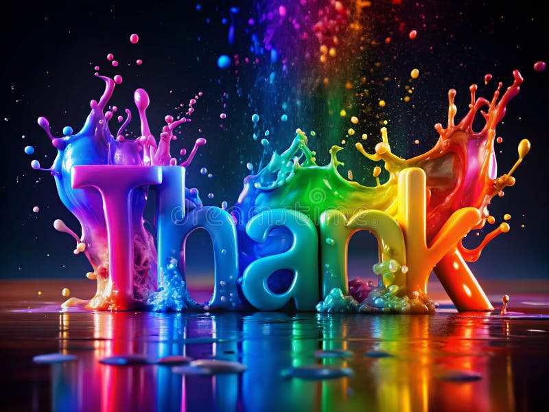Vibrant Liquid Flow Over a 3D Thank You Message a Stunning Visual of ...