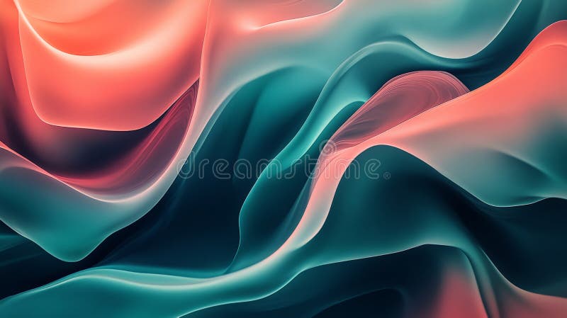 Vibrant Liquid Gradient Waves in Coral and Teal, with Fluid Curves ...
