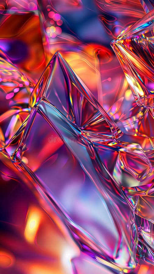 Vibrant Liquid Prism of Sharp Geometric Forms, Generative Ai Stock ...