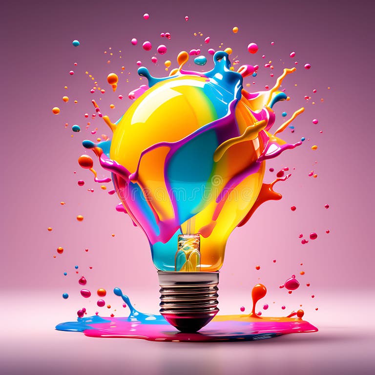 Vibrant Liquid Splash in 3D Bulb: Captivating Colors on Solid ...
