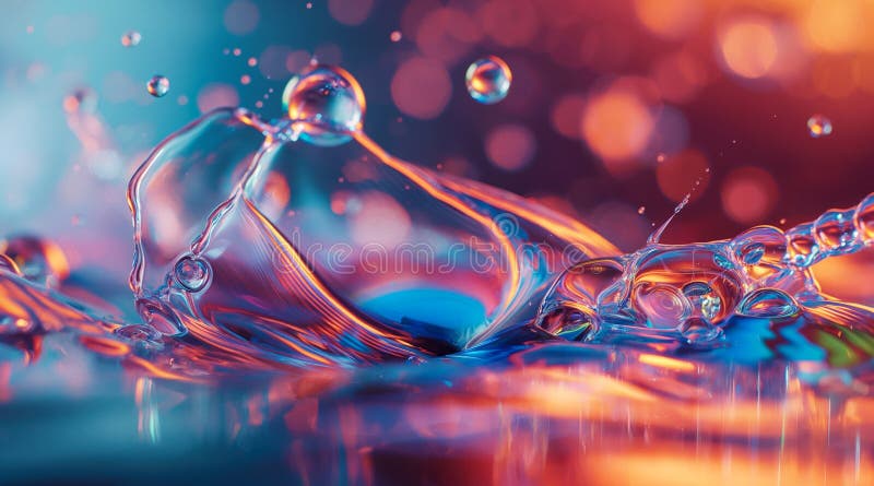 Vibrant Liquid Splash with Dynamic Colorful Reflections Stock ...
