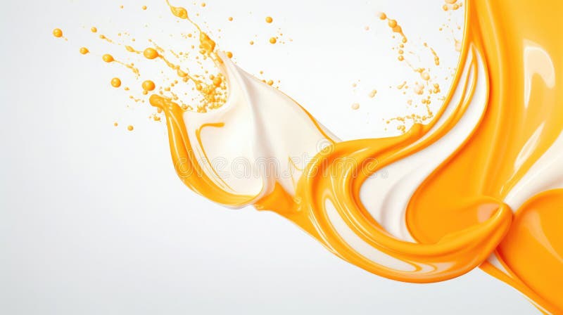 Vibrant Liquid Splash, White and Orange Fluid Waves Collide in a ...