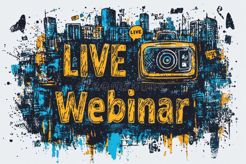 Vibrant Live Webinar Design Featuring Urban Skyline and Artistic ...