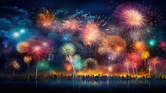 Vibrant and Lively Fireworks Creating a Symphony of Colors Overhead ...