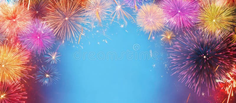 Colorful Fireworks Frame for Festive Celebrations Stock Illustration ...