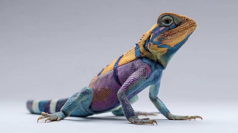 Vibrant Lizard on White, a Colorful Reptile Showcasing Its Unique ...