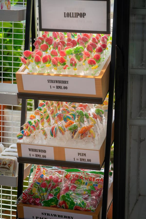 Vibrant Lollipop Stand Filled with Various Hues of Candy Editorial ...