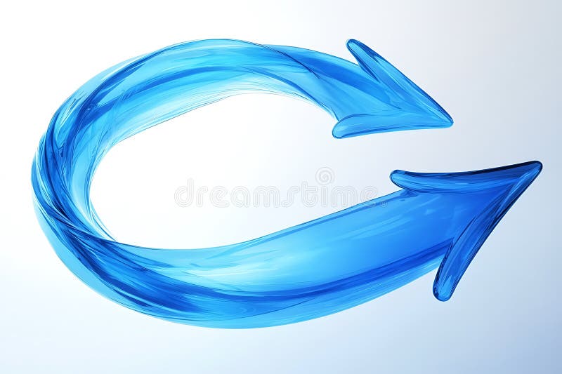 Vibrant Looping Arrow Shape in Translucent, Light Blue Liquid-like ...