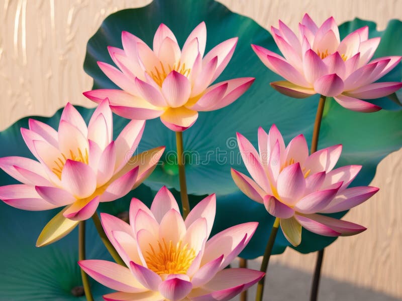 Vibrant Lotus Flower Collage for Lively Background. Stock Illustration ...