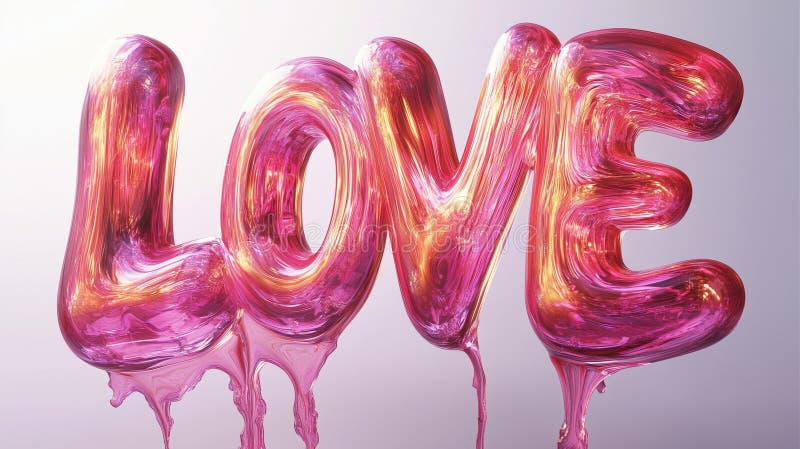 Vibrant Love Display in Glossy Melting Text Design Stock Photo - Image ...