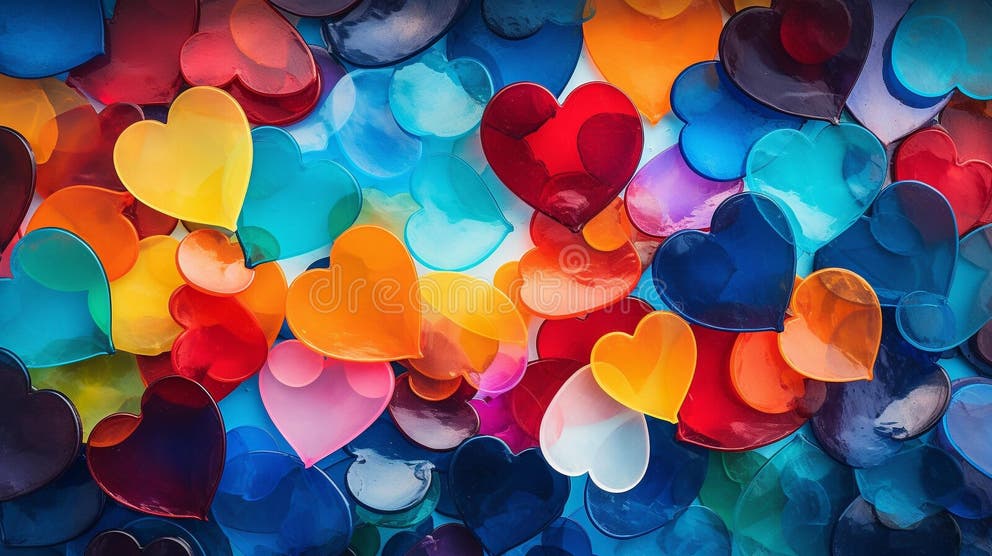 Vibrant Love: Overlapping Hearts in Various Sizes and Colors Stock ...