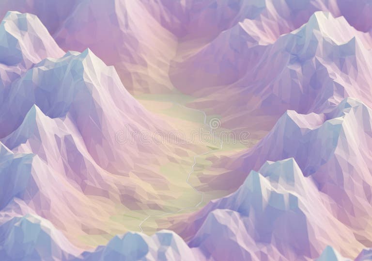A Vibrant Low-poly Illustration of a Mountain Range, Featuring Angular Peaks in Pastel Stock ...