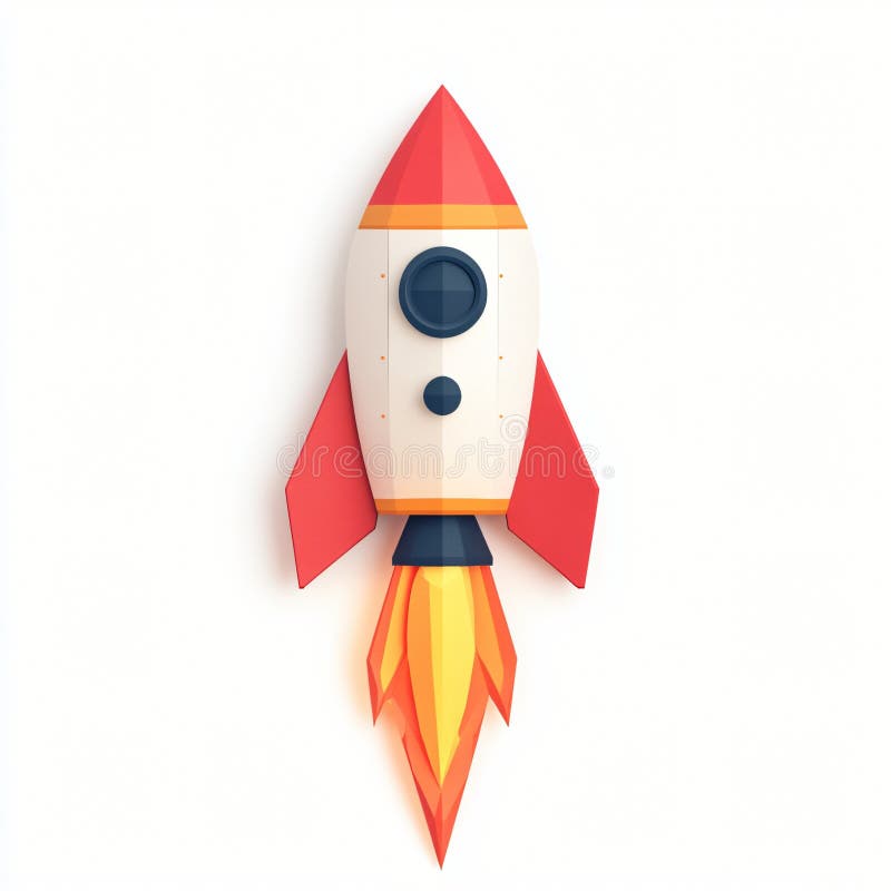 Low Poly Style Rocket Ship Launching Startup Success Innovation ...