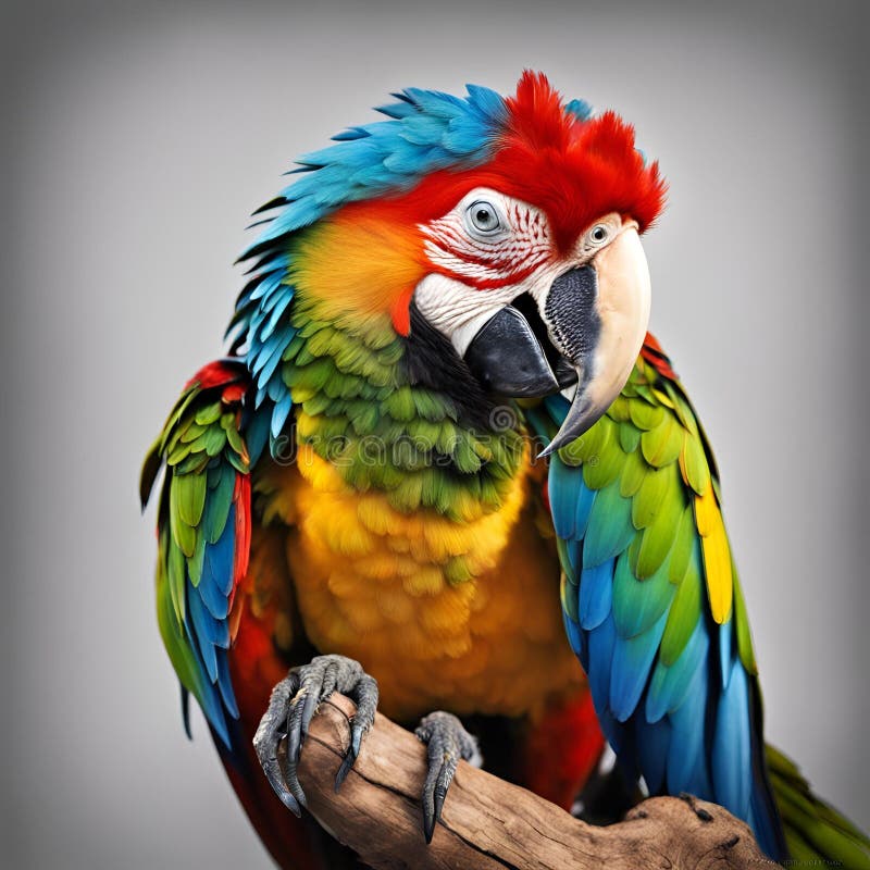 A Vibrant Macaw with Feathers a Stunning Array of Colors on Branch, AI ...
