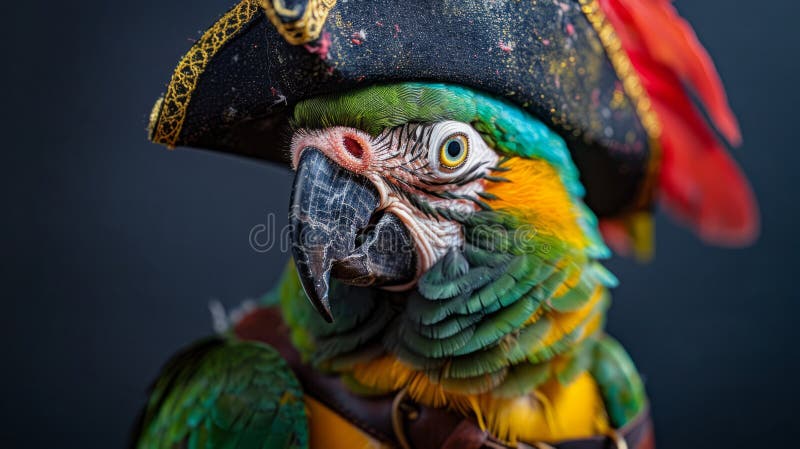 Vibrant Macaw Parrot Dressed Pirate Detailed Costume Stock Photos ...