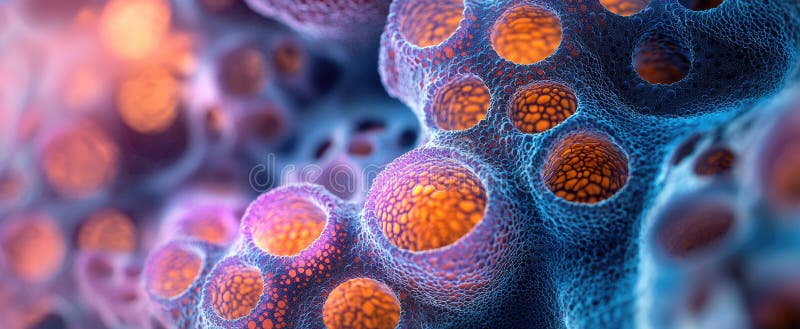 Vibrant Macro of Colorful Coral Patterns with Orange and Blue Textures ...