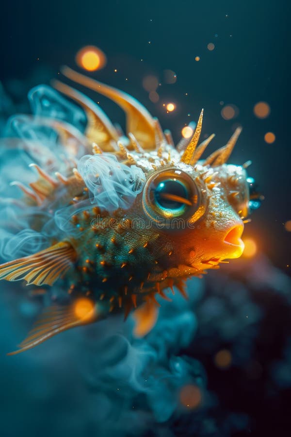 Vibrant Macro Shot of an Exotic Puffer Fish Swimming in Tropical Waters ...